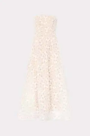 MILLY Petunia Lace Gown Midi Dress - White