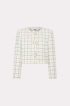 MILLY Mika Plaid Jacket - White/black
