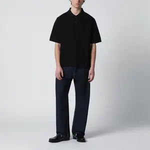 Studio Nicholson Balaton Polo In Cotton Piqu - Black