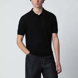 ROBERTO COLLINA Openwork Cotton Polo - Black
