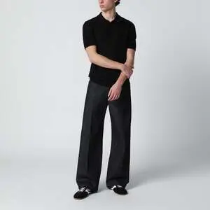 ROBERTO COLLINA Openwork Cotton Polo - Black