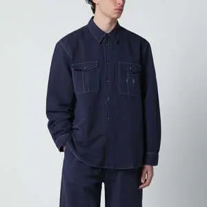 Studio Nicholson Louro Shirt Indigo In Cotton And Linen - Blue