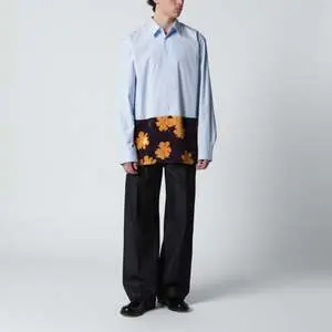Dries Van Noten Shirt With Floral Insert - Light Blue