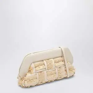THEMOIRE Tia Clutch With Raffia Inserts - Beige