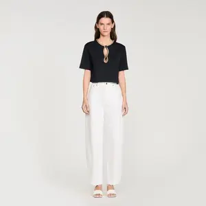 Sandro Rhinestone Embellished Cropped T-shirt