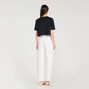 Sandro Rhinestone Embellished Cropped T-shirt