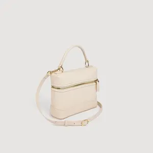 Sandro Grained Leather Tangolino Bag - Ecru