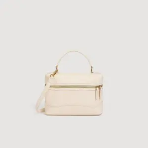 Sandro Grained Leather Tangolino Bag - Ecru