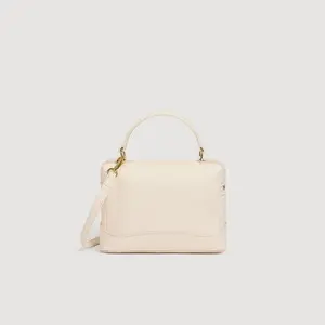 Sandro Grained Leather Tangolino Bag - Ecru