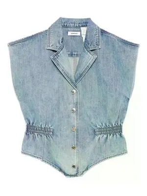 Sandro Faded Denim Tailored Vest