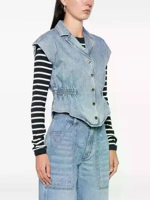 Sandro Faded Denim Tailored Vest