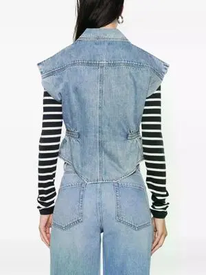 Sandro Faded Denim Tailored Vest