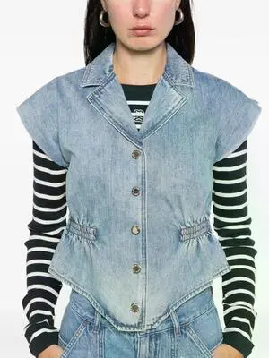 Sandro Faded Denim Tailored Vest