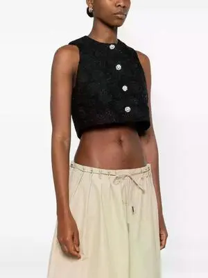 Sandro Embroidered Guipure Lace Crop Top