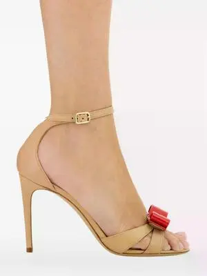 FERRAGAMO 90mm Vara Bow Heeled Sandals - Neutrals