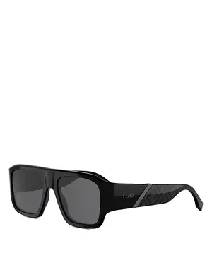Fendi Diagonal Square Sunglasses, 54mm - Shiny Black/smoke Lens