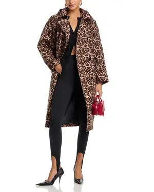 Aqua Animal Print Trench Coat