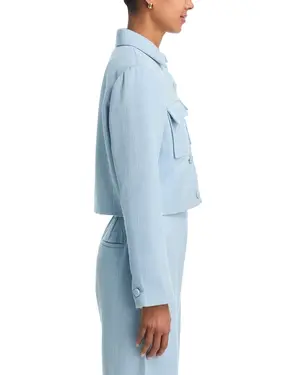 Aqua Shimmer Tweed Cropped Blazer