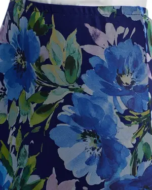 Aqua Floral Print Fishtail Maxi Skirt