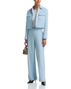 Aqua Shimmer Tweed Wide Leg Pants