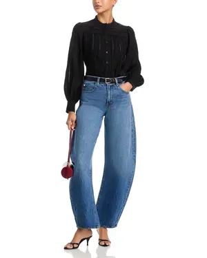 Aqua Lace Inset Long Sleeve Blouse Exclusive