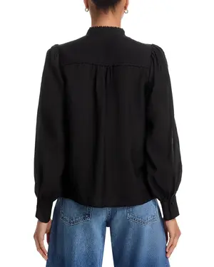 Aqua Lace Inset Long Sleeve Blouse Exclusive