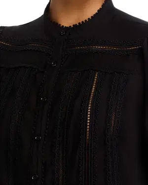 Aqua Lace Inset Long Sleeve Blouse Exclusive