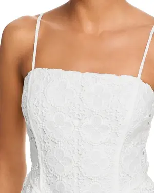 Aqua Clover Lace Mini Dress - White