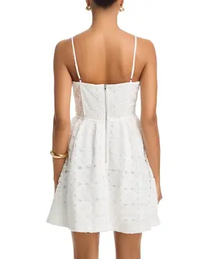 Aqua Clover Lace Mini Dress - White