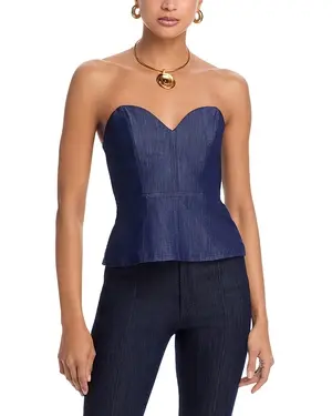 Aqua Denim Bustier Top