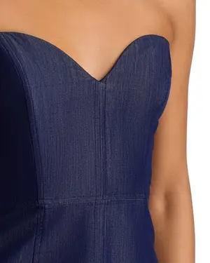 Aqua Denim Bustier Top