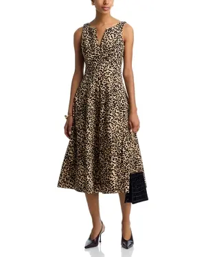 Aqua V-neck Paneled Sleeveless Dress