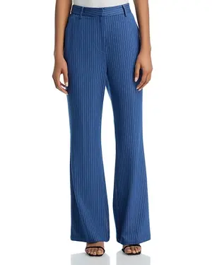 Aqua Pinstripe Wide Leg Trousers