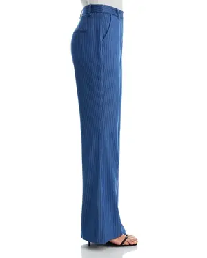 Aqua Pinstripe Wide Leg Trousers