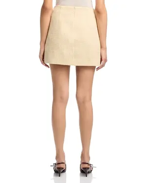 Aqua Pearl Tweed Mini Skirt - Straw