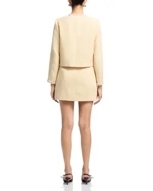 Aqua Pearl Tweed Mini Skirt - Straw