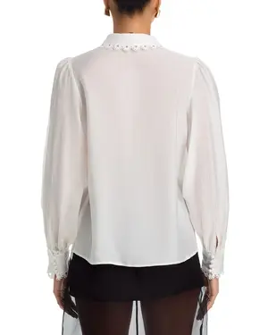 Aqua Lace Trim Blouse