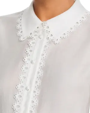 Aqua Lace Trim Blouse