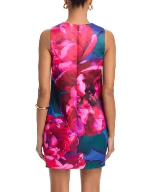Aqua Floral Shift Mini Dress