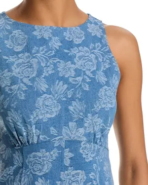 Aqua Denim Jacquard Mini Dress