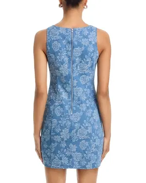 Aqua Denim Jacquard Mini Dress