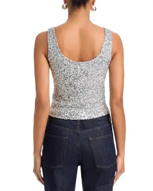 Aqua Sequin Tank Top