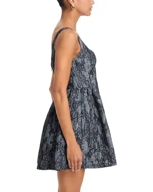 Aqua Lace Tweed Mini Dress