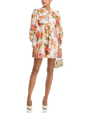 Aqua Floral Ric Rac Inset Mini Dress