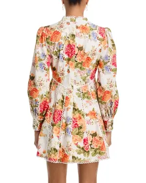 Aqua Floral Ric Rac Inset Mini Dress