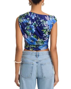 Aqua Floral Mesh Top Exclusive