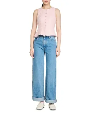 Sandro Sequin Tweed Top