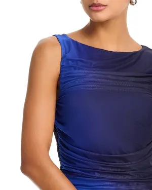 Aqua Ombre Mesh Bodycon Maxi Dress