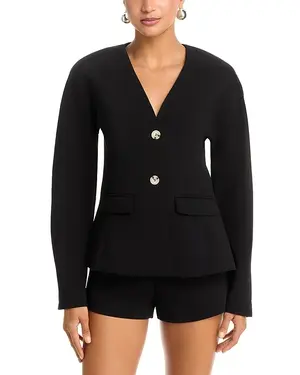 Aqua Collarless Blazer - Black