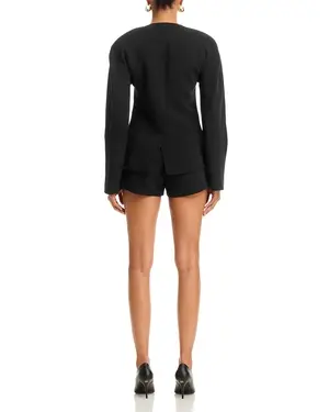 Aqua Collarless Blazer